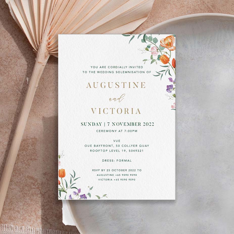 Summer Floral Solemnisation | Papypress | Bespoke Invitations & Stationery