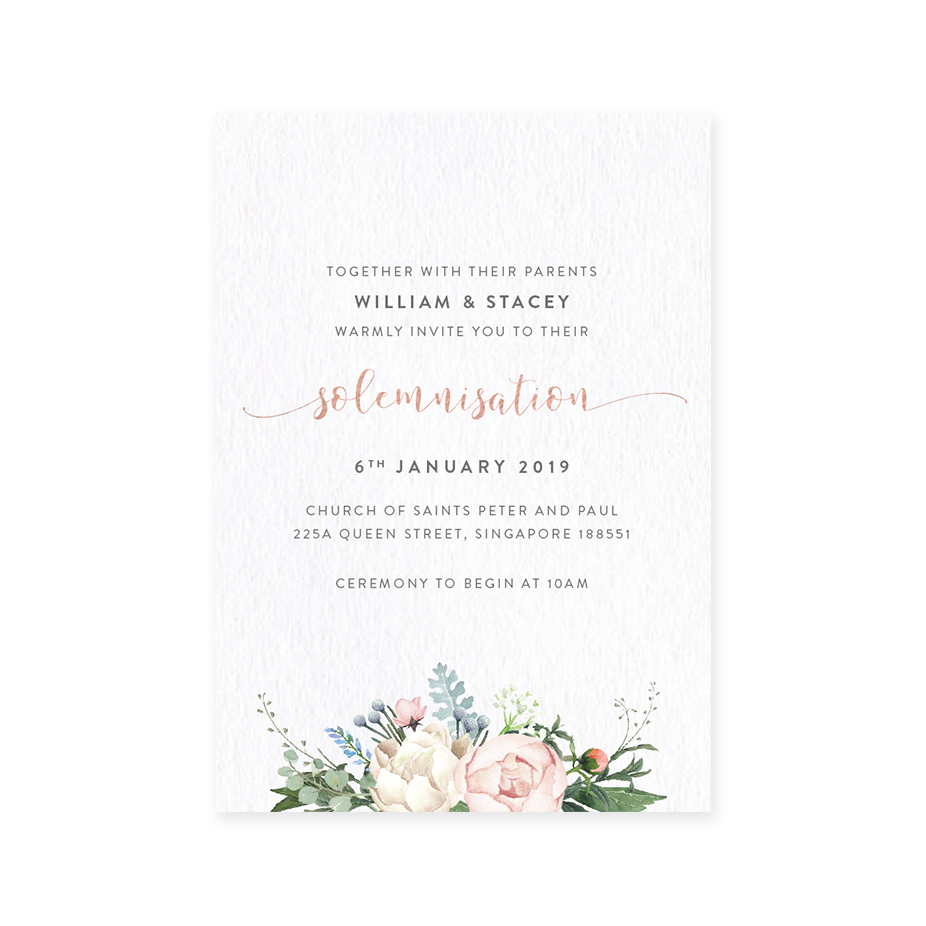 Petite Pastels - Solemnisation Invite with Rose Gold Foil | Papypress ...