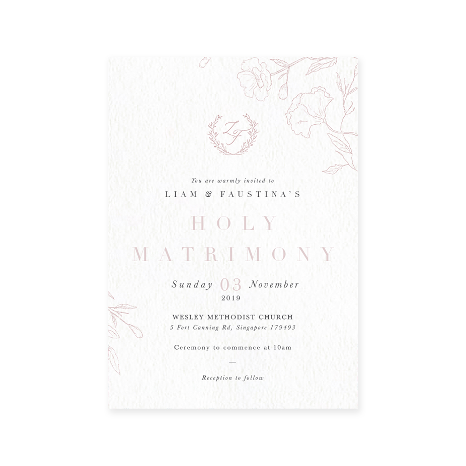 Wispy Florals Church Solemnisation Invite