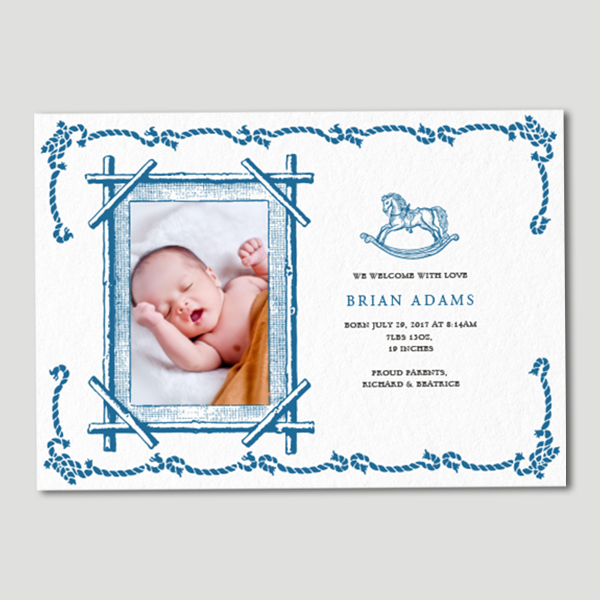 Classic Border Birth Announcement with Customisable Motif | Papypress ...