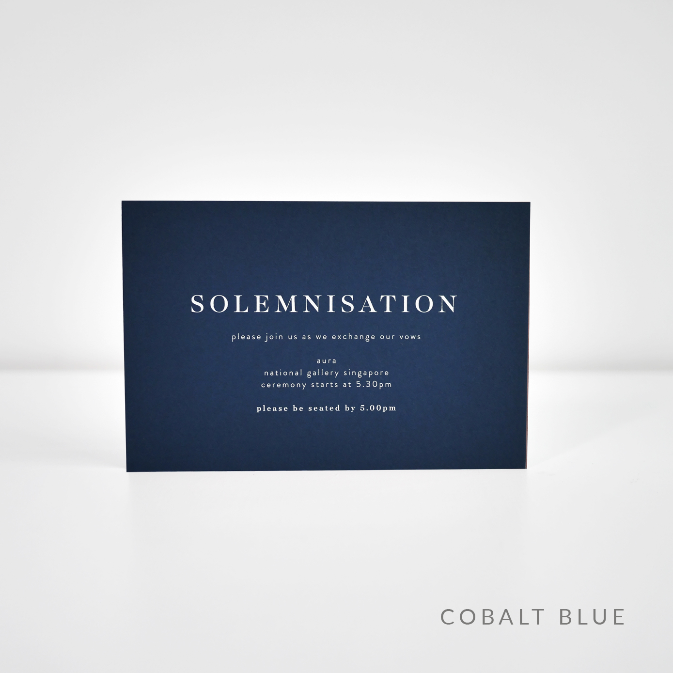 Classic Style White Ink on Dark Background Wedding Solemnisation Invitation